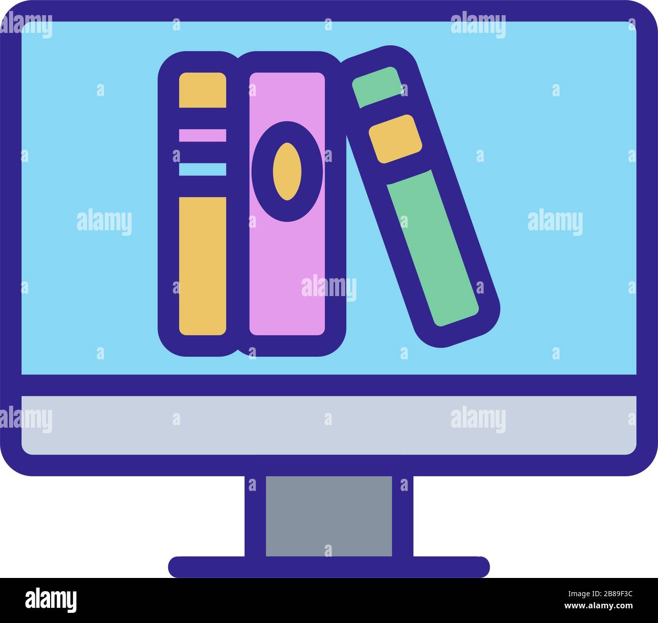 the book on the computer icon vector outline illustration Stock Vector ...