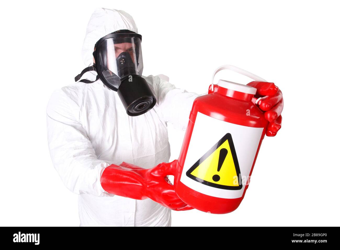 Medic in hazardous materials protective suit isolated on white Stock ...