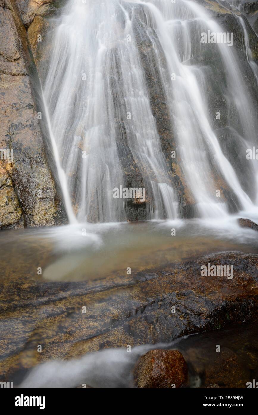 Tight view of lower falls in Bells Canyon, Lone Peak Wilderness, Utah ...