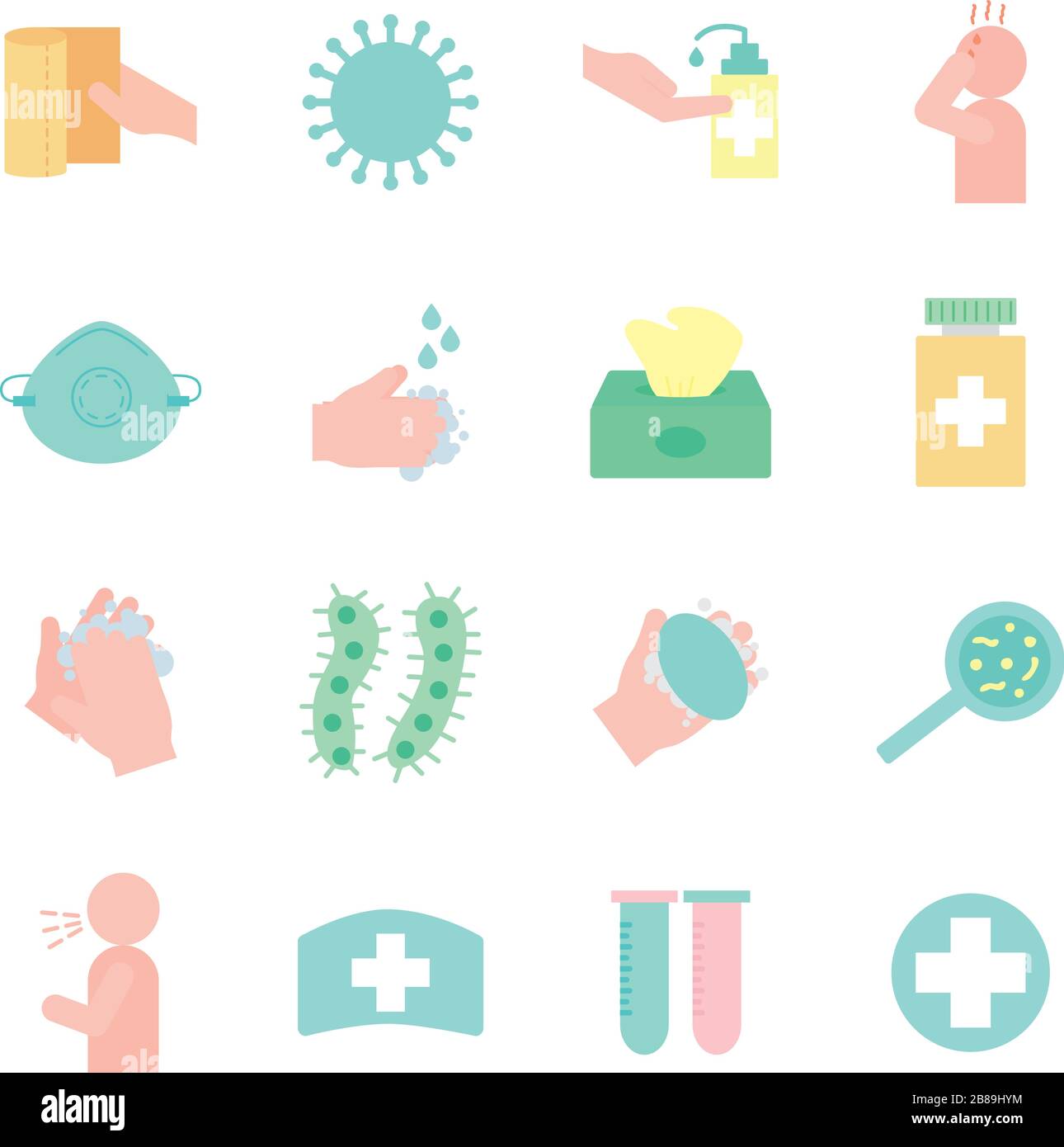 Covid 19 flat style icon set vector design Stock Vector Image & Art - Alamy