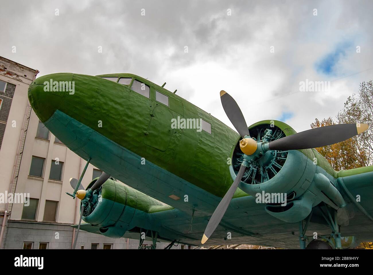 An old Soviet Lisunov Li-2 transport aircraft in Minsk, Belarus Stock ...