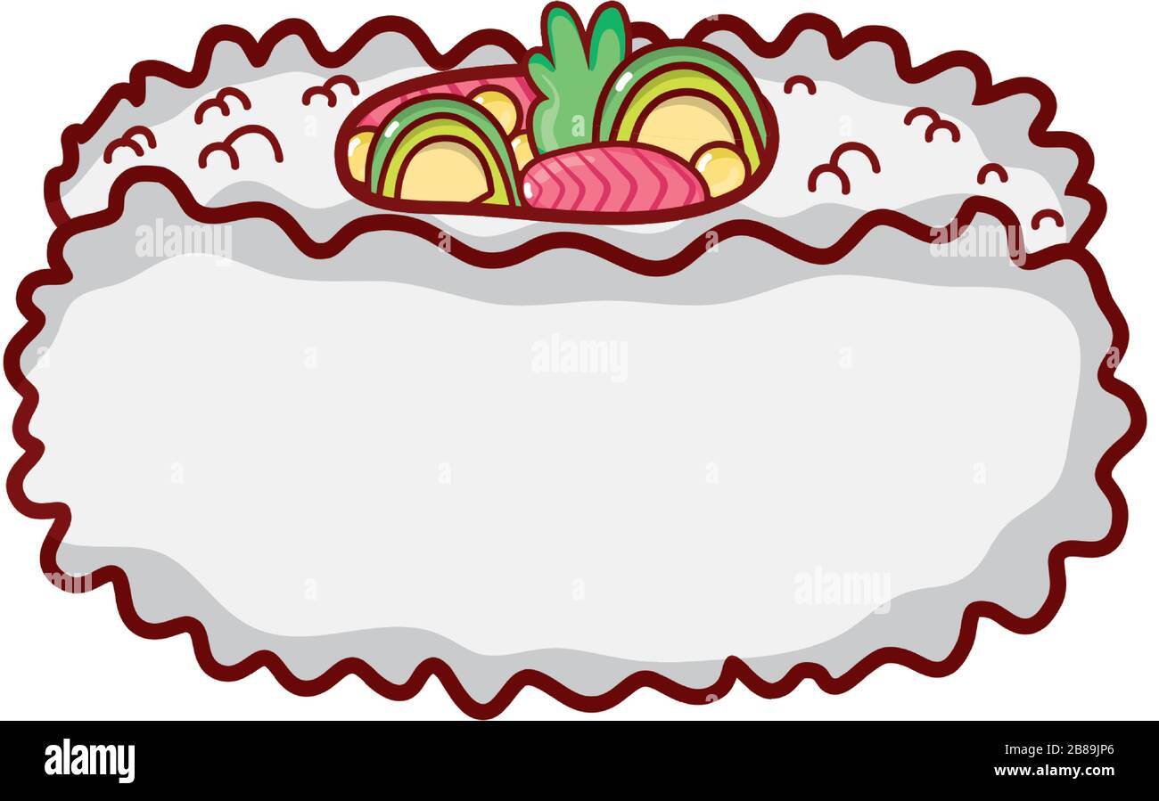 vegetables in roll rice food japanese menu cartoon isolated icon vector ...