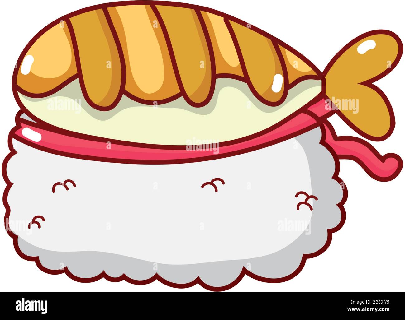 rice sushi fish food japanese menu cartoon isolated icon vector ...