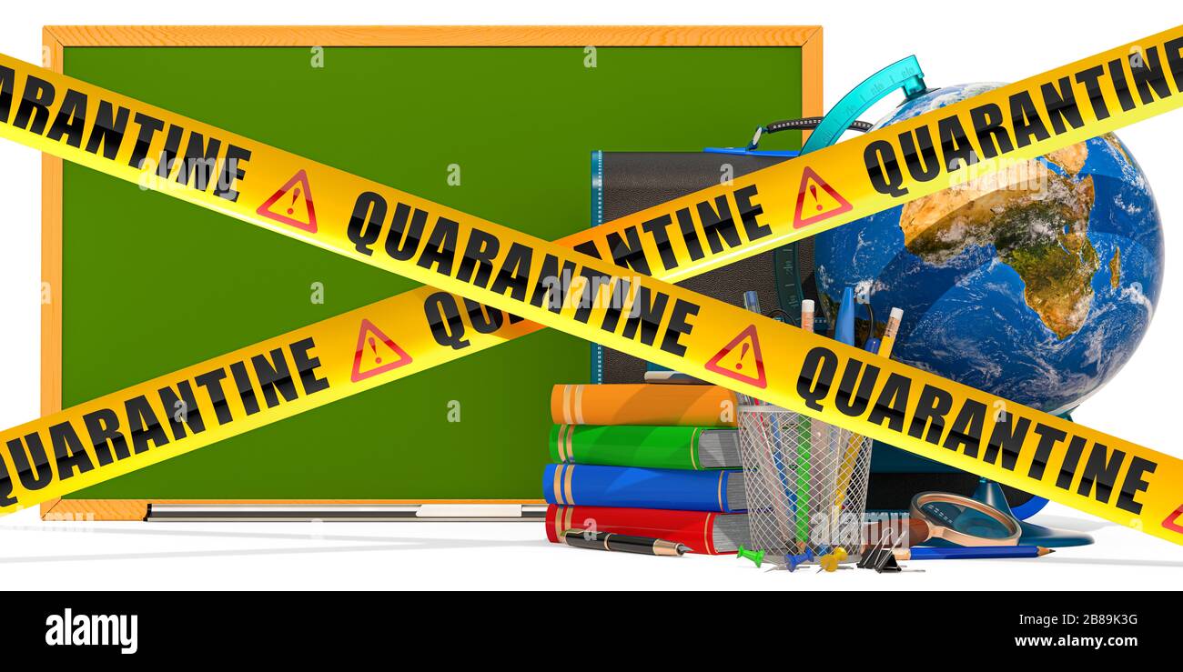 School quarantine, distance education concept. 3D rendering isolated on ...