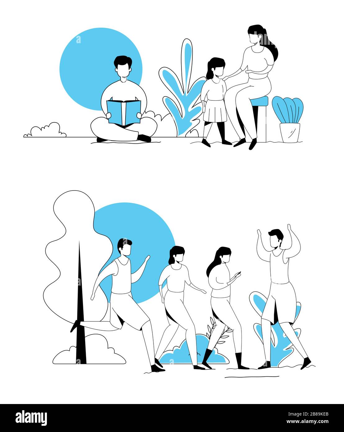 set scenes of young people doing activities Stock Vector Image & Art ...