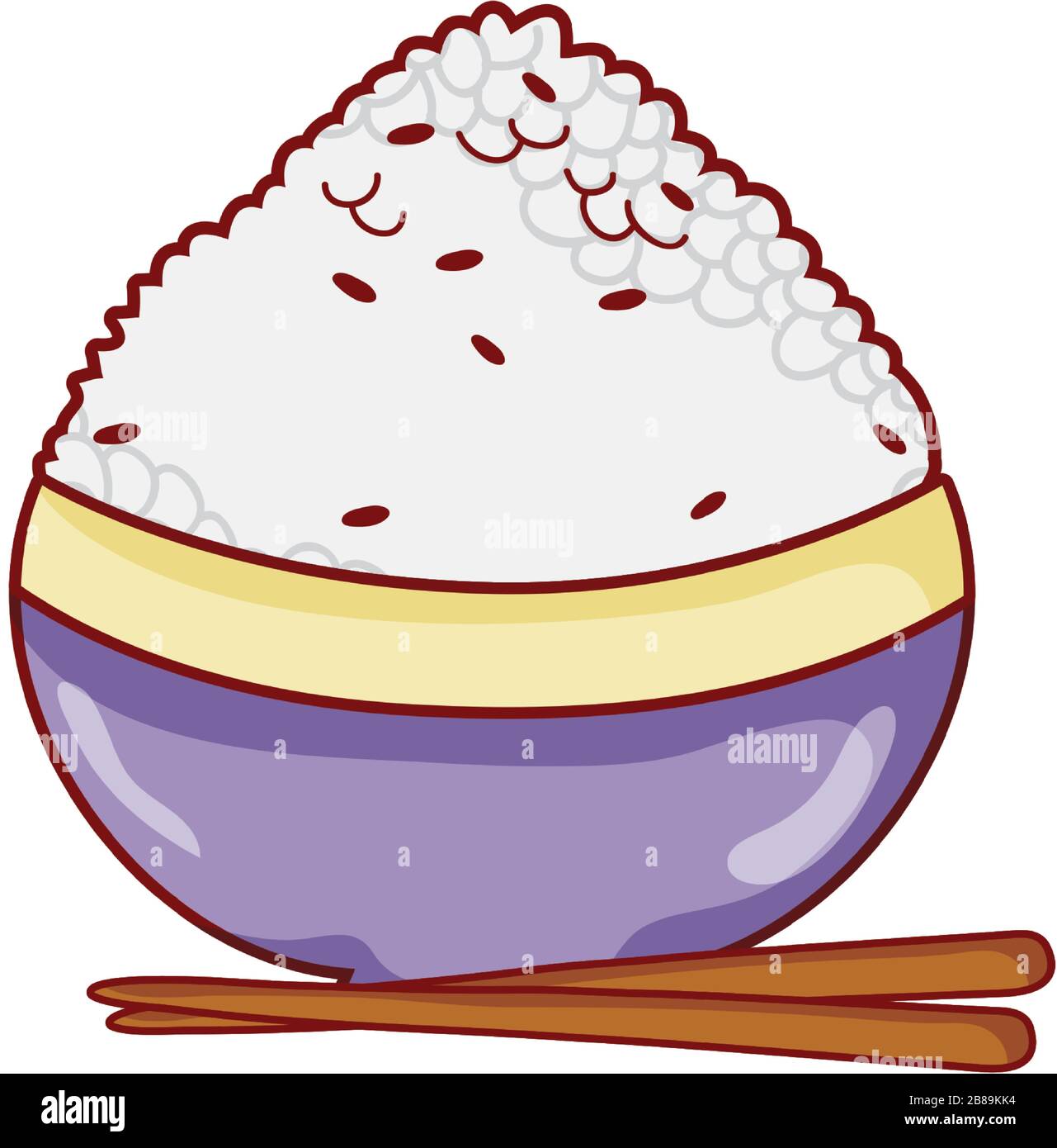 bowl rice with sticks food japanese menu cartoon isolated icon vector ...