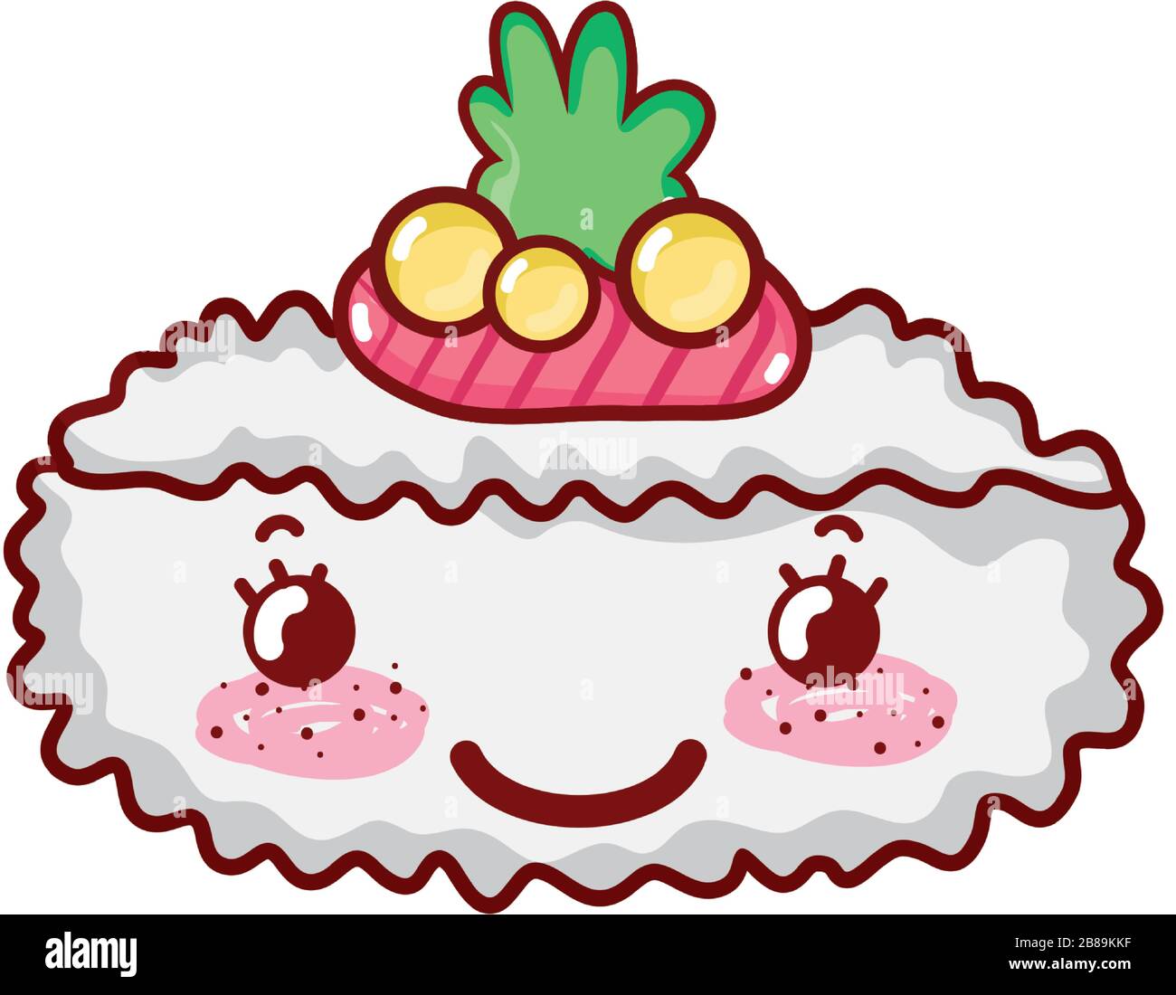 kawaii roll rice fish cartoon, sushi and rolls vector illustration ...