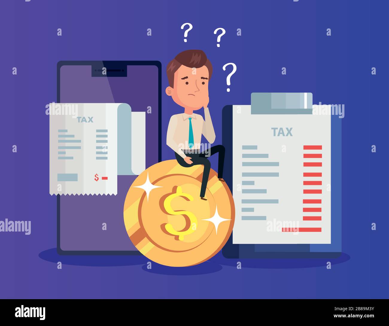 tax day poster with businessman and icons Stock Vector Image & Art - Alamy