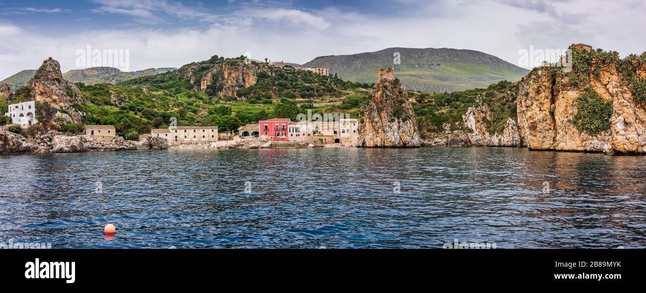Old village of Scopello in Sicily, famous for the tuna fishing Stock ...