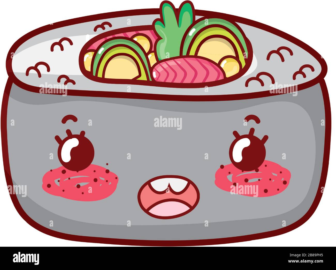 kawaii sushi rice vegetables cartoon, sushi and rolls vector ...