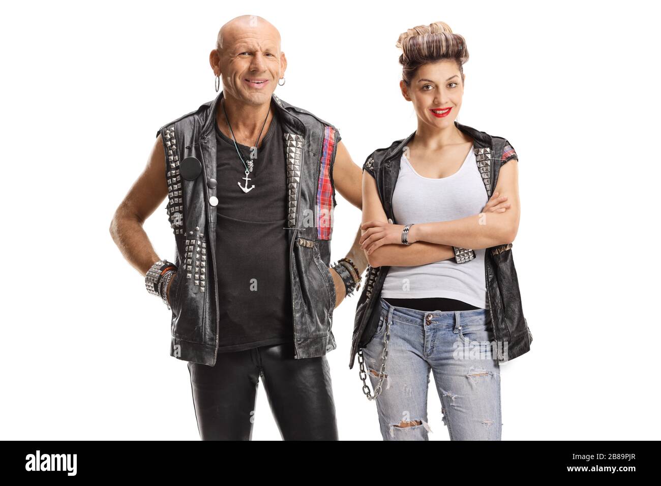 Punk people posing isolated on white background Stock Photo - Alamy