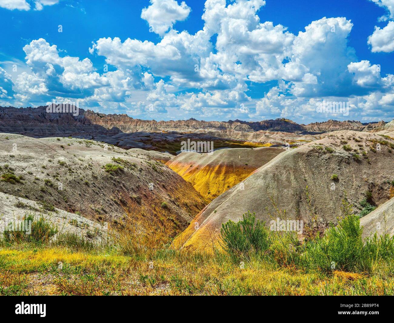 beautiful colorful views of the badlands national park in South Dakota ...