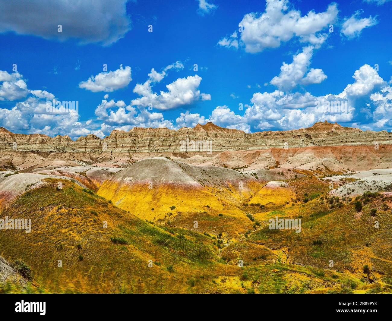 beautiful colorful views of the badlands national park in South Dakota ...