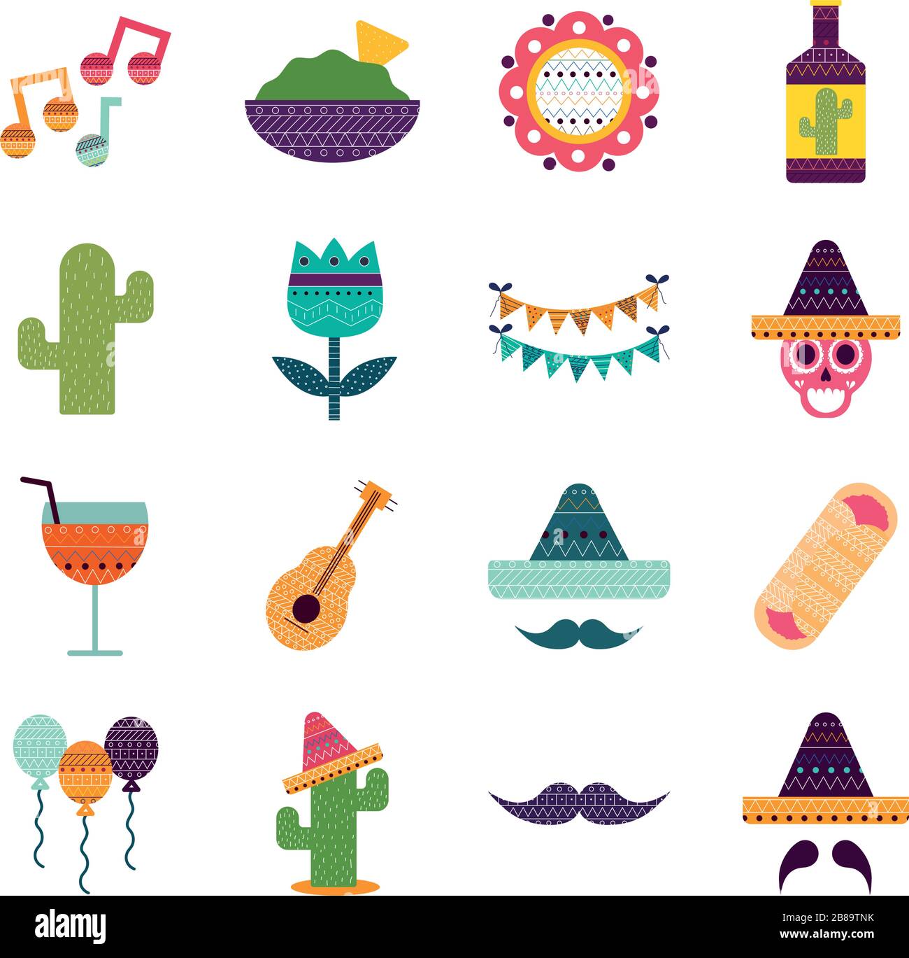 Mexican flat style icon set vector design Stock Vector Image & Art - Alamy