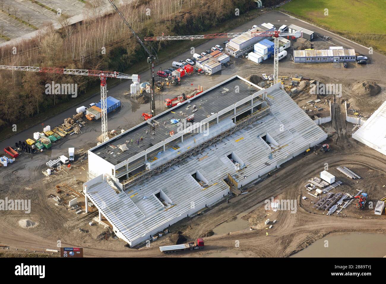 , new building of RW-stadium in Hafenstrasse in Essen, football ground ...