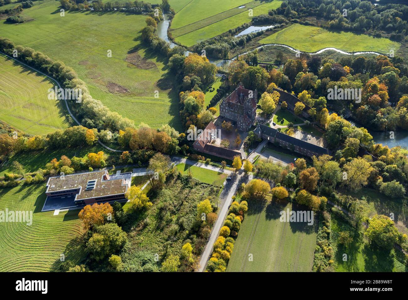 , Water Castle and former Knights Castle Heessen at river Lippe, 24.10. ...