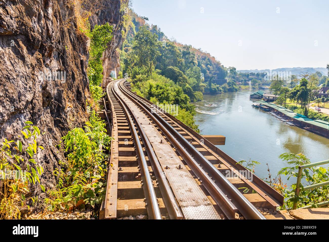 The Death Railway crossing kwai river in Kanchanaburi Thailand ...