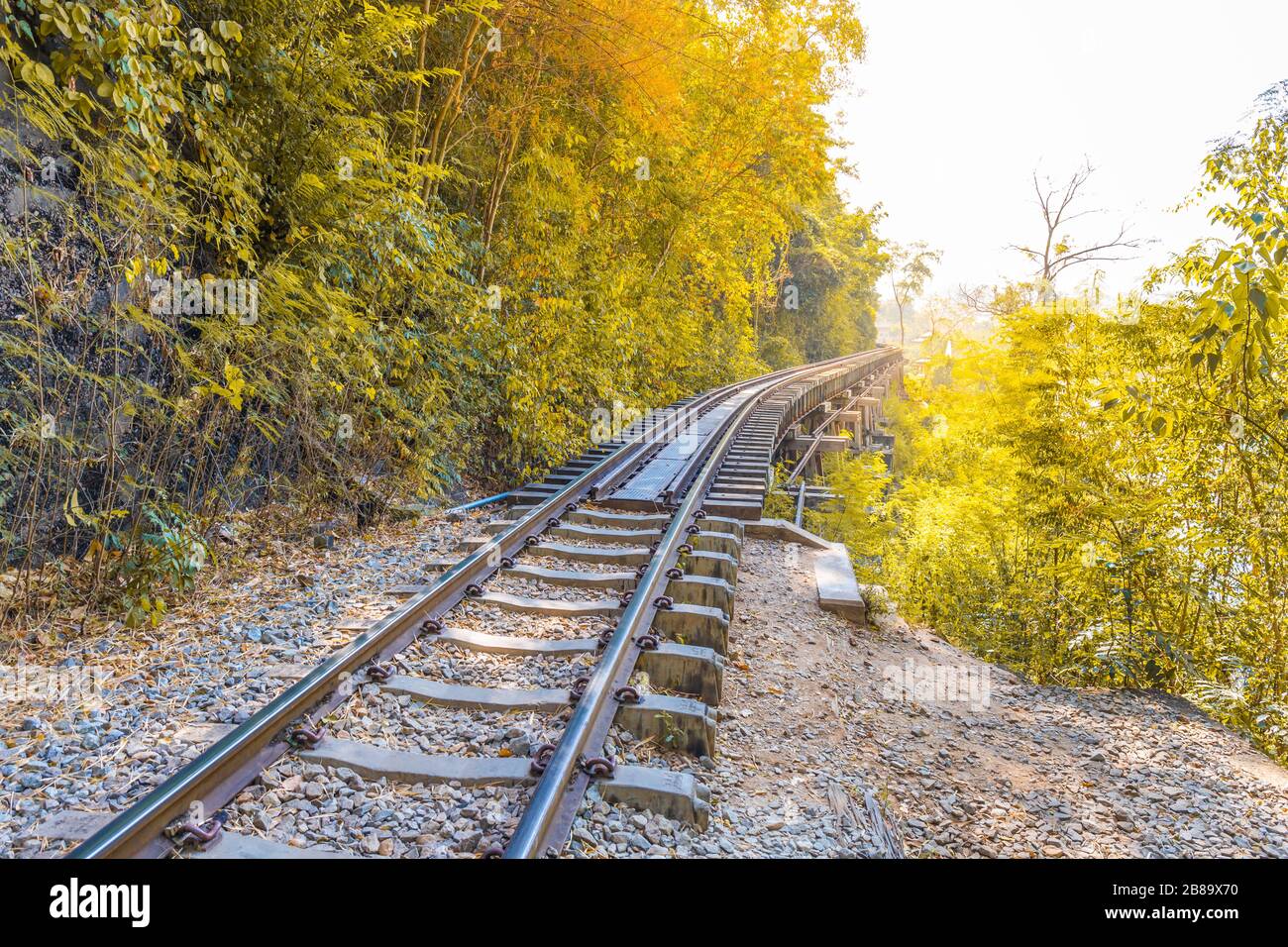 The Death Railway crossing kwai river with Krasae Cave in Kanchanaburi ...