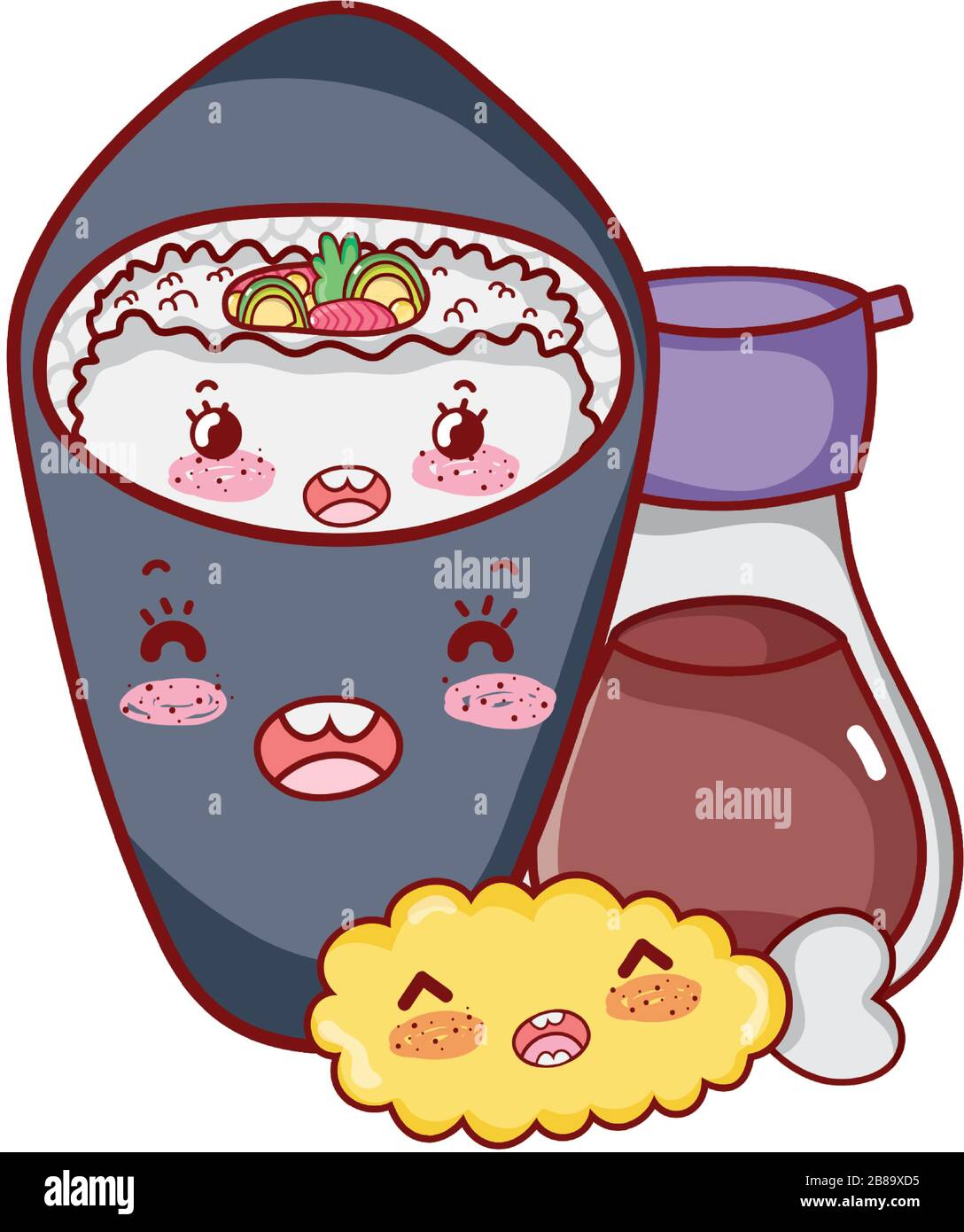 kawaii sake fish meat food japanese cartoon vector illustration sushi ...