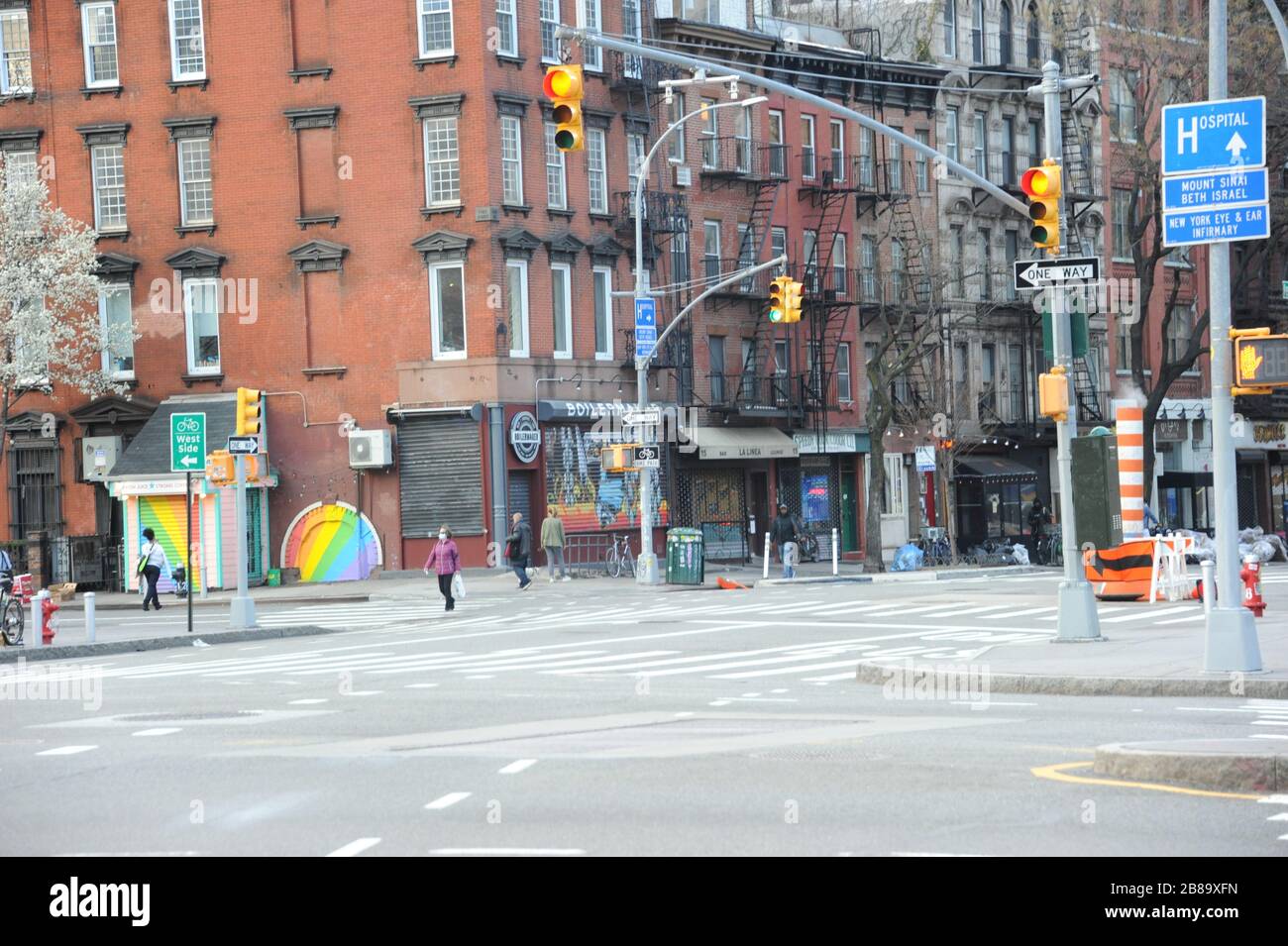 Empty streets after New York is shutdown, shots of lower Manhattan and ...