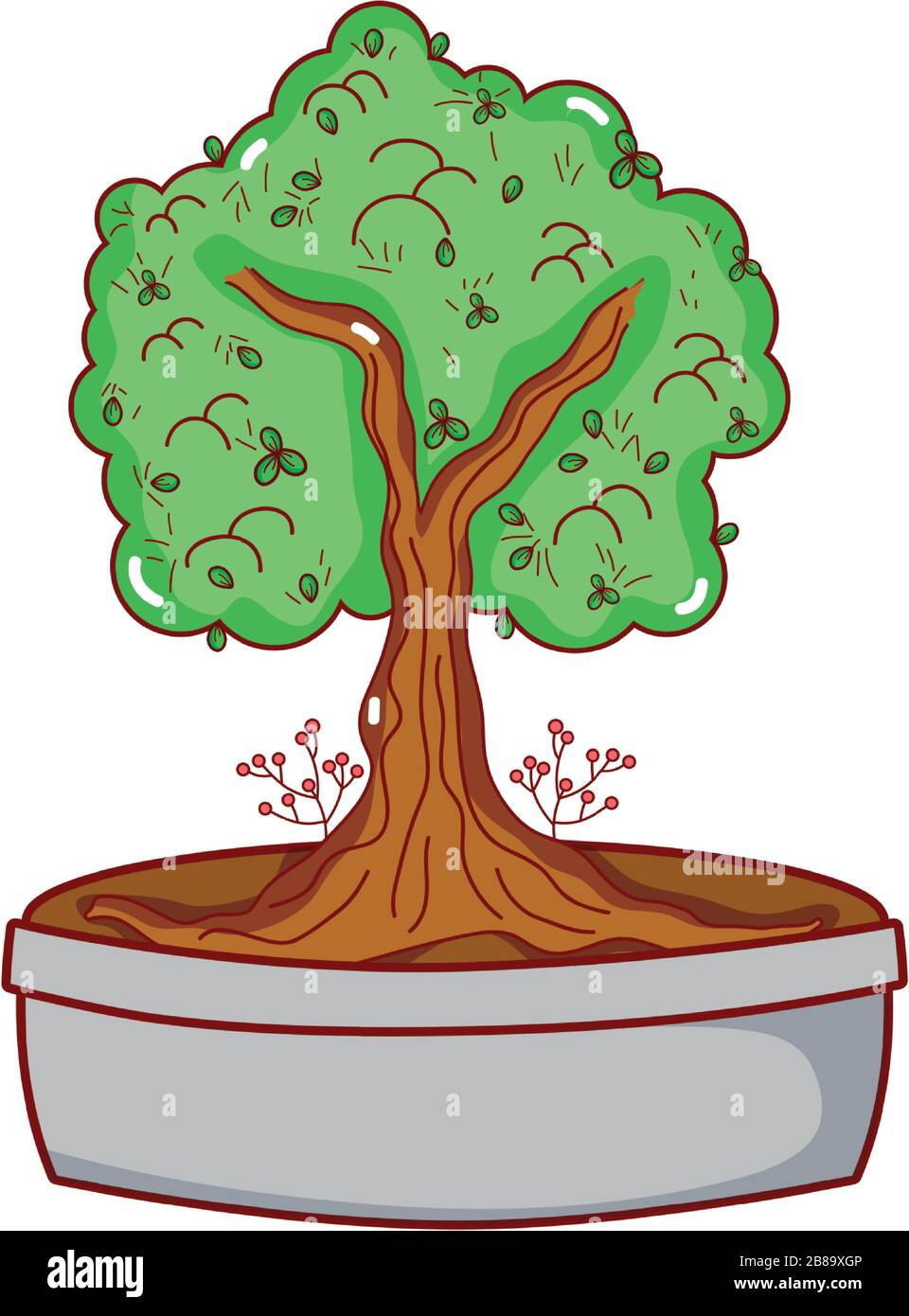 potted tree bonsai japanese decoration isolated icon vector ...