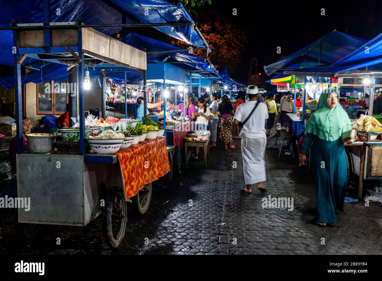Street Food Stalls At Gianyar Night Market, Bali, Indonesia Stock Photo ...