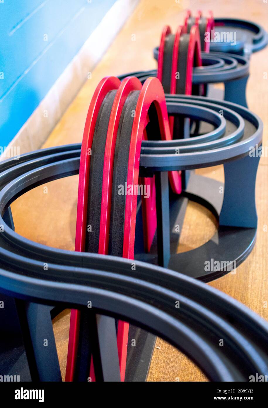 A red and black track makes in interesting abstract at this child play ...