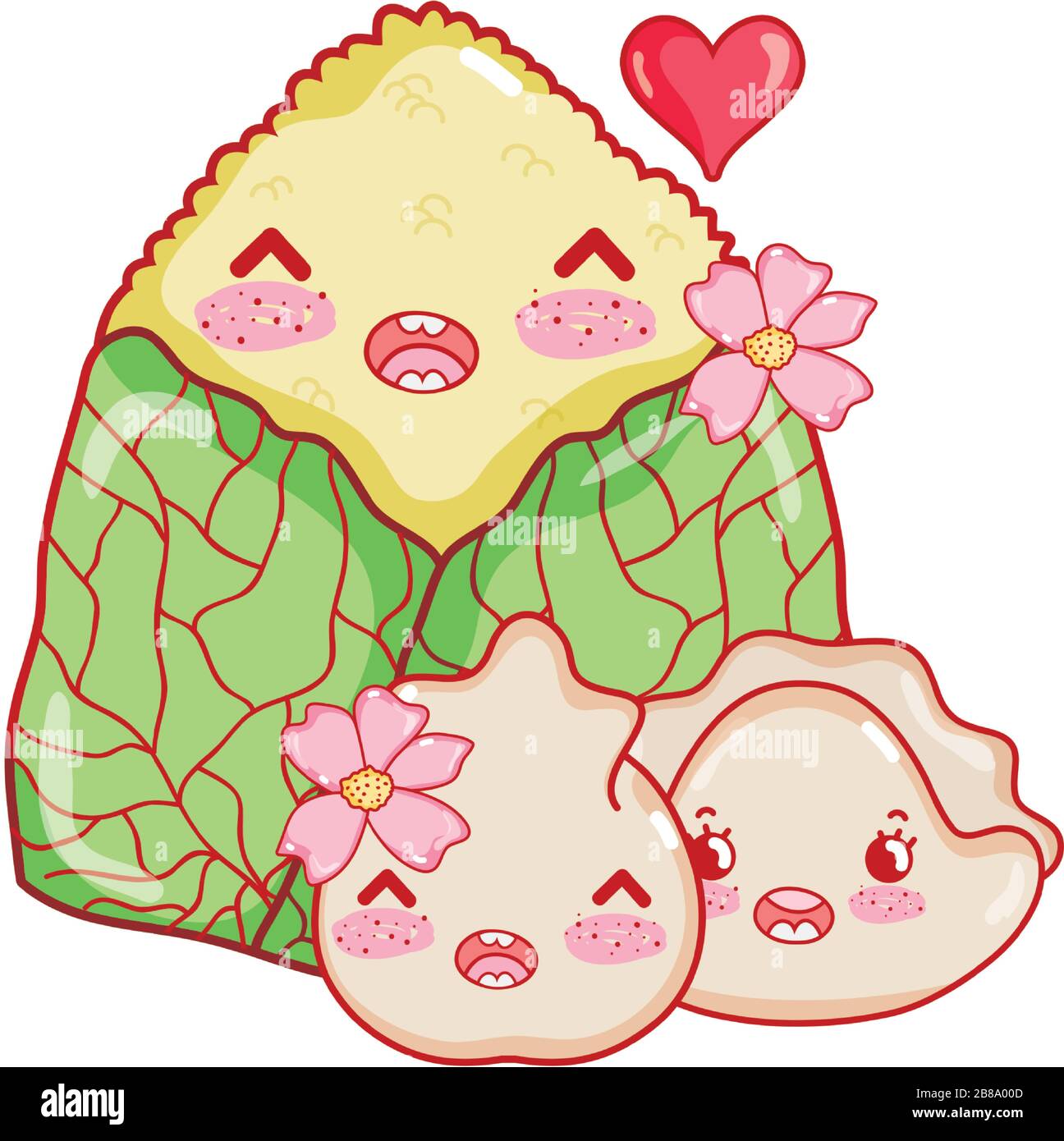 kawaii rice cake dumpling and cookie with flower food japanese cartoon ...