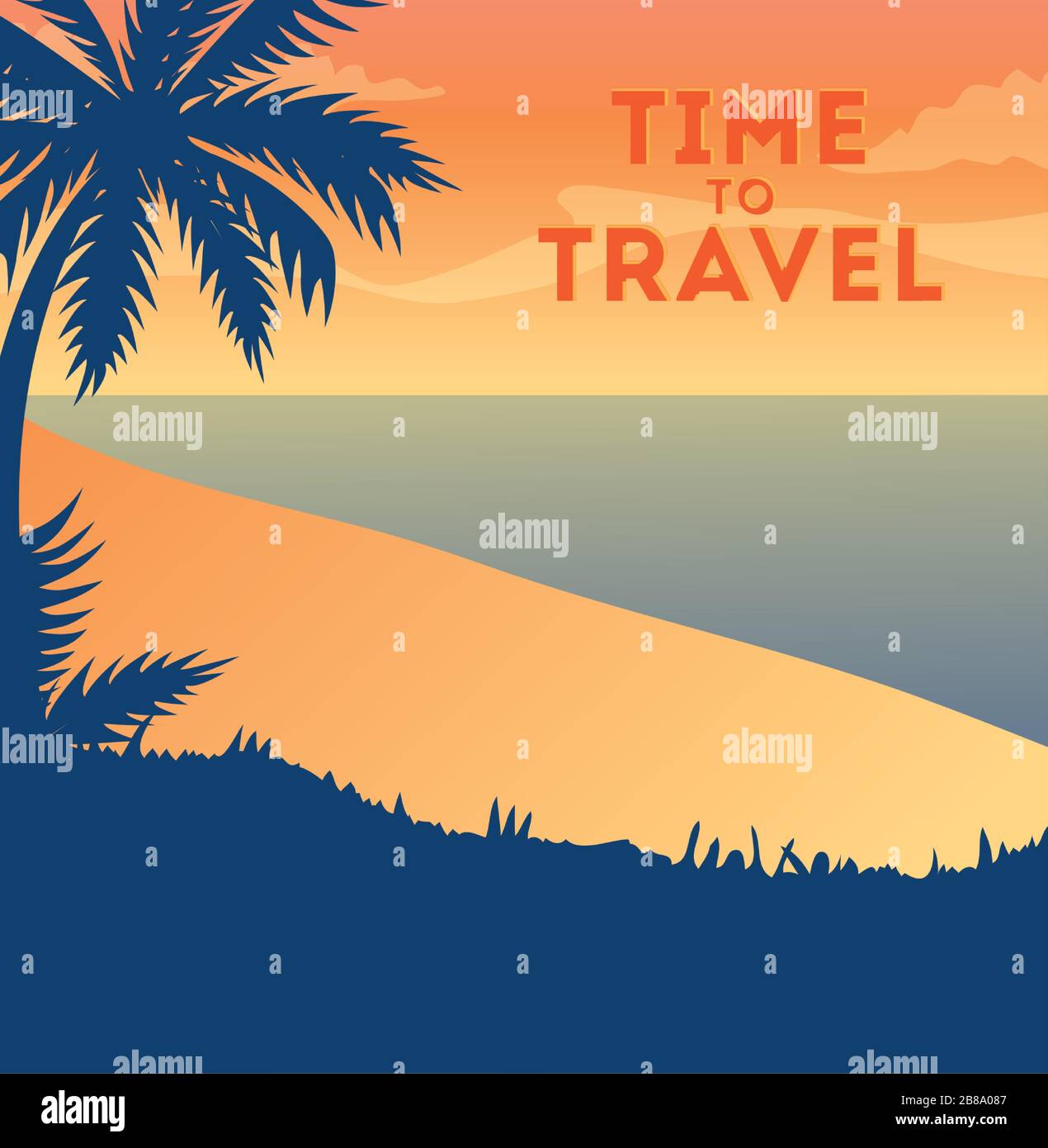 travel poster with beach landscape Stock Vector Image & Art - Alamy