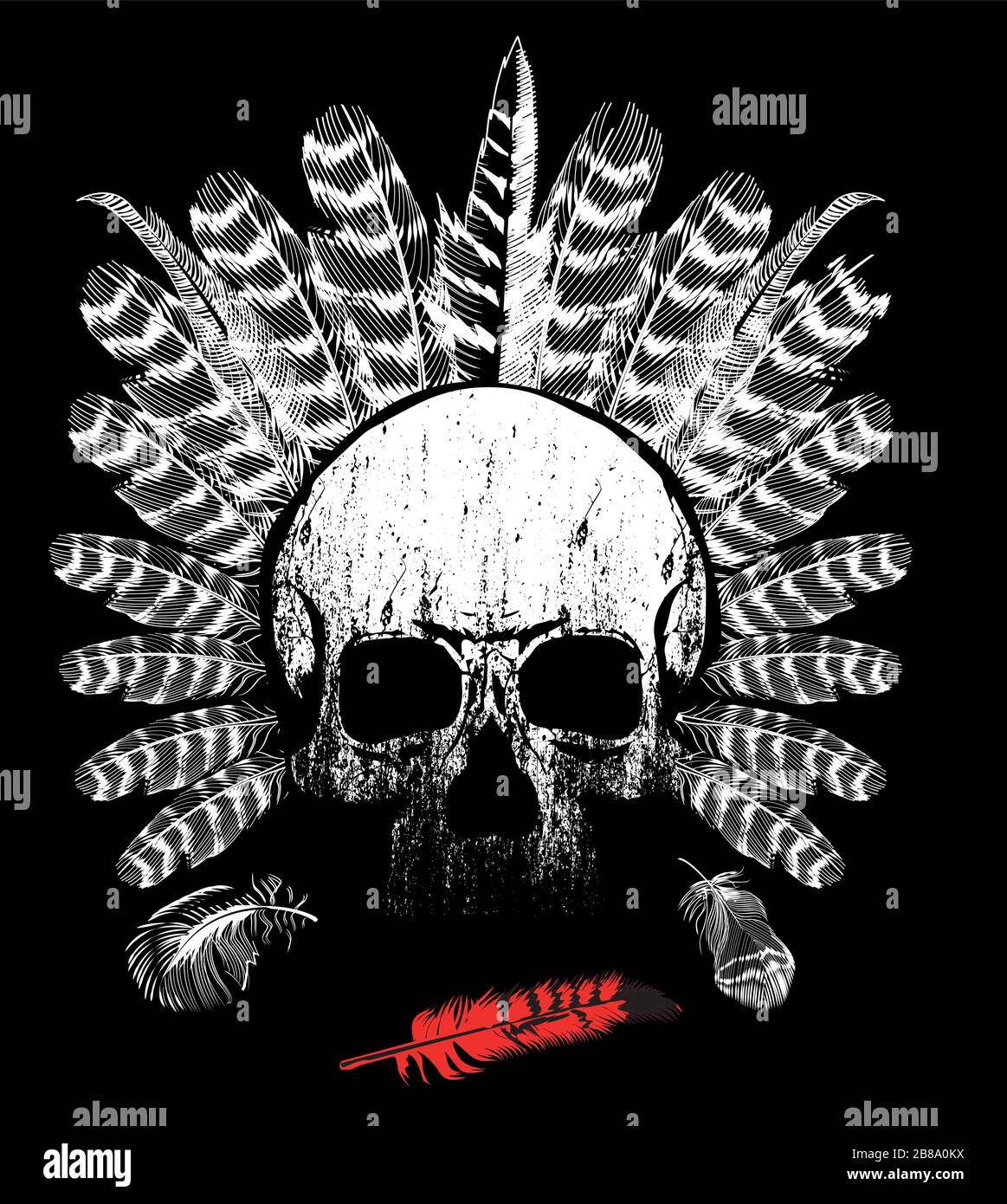 Vector illustration of biker design of a indian chief skull isolated on ...