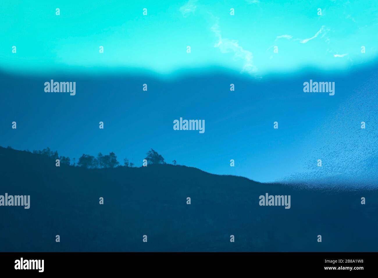 Three shades of colors of water in lake at Kelimutu on Flores island of ...