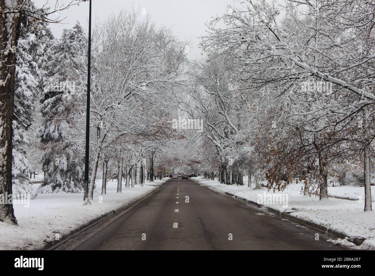 Snow on Monaco Pkwy, Denver, Colorado, USA Stock Photo - Alamy