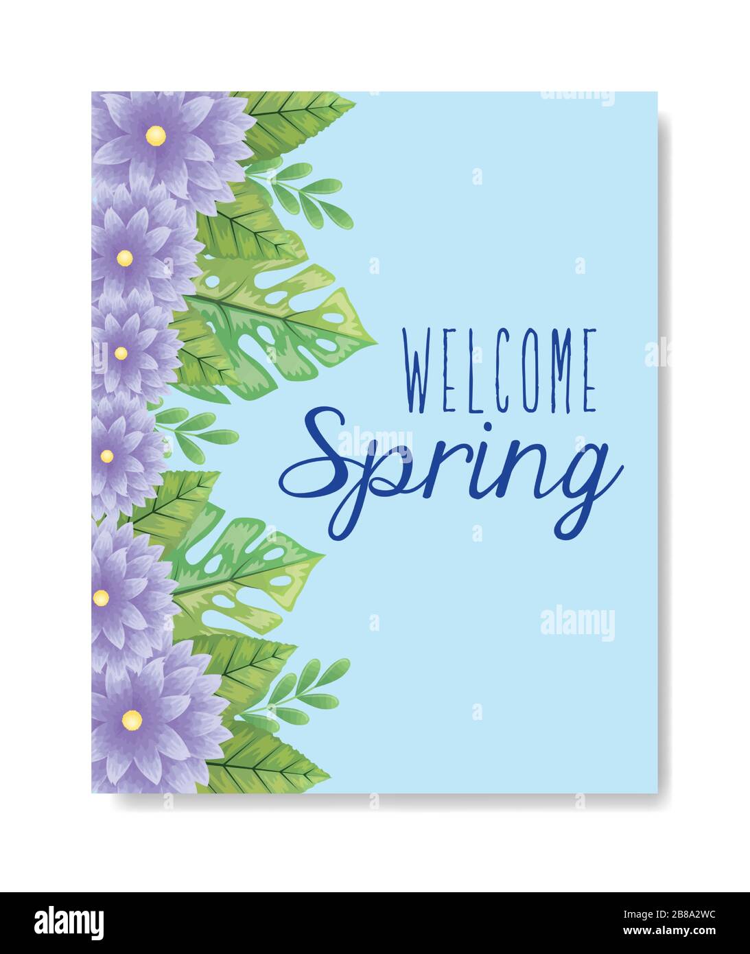 welcome spring with flowers and leafs decoration Stock Vector Image ...