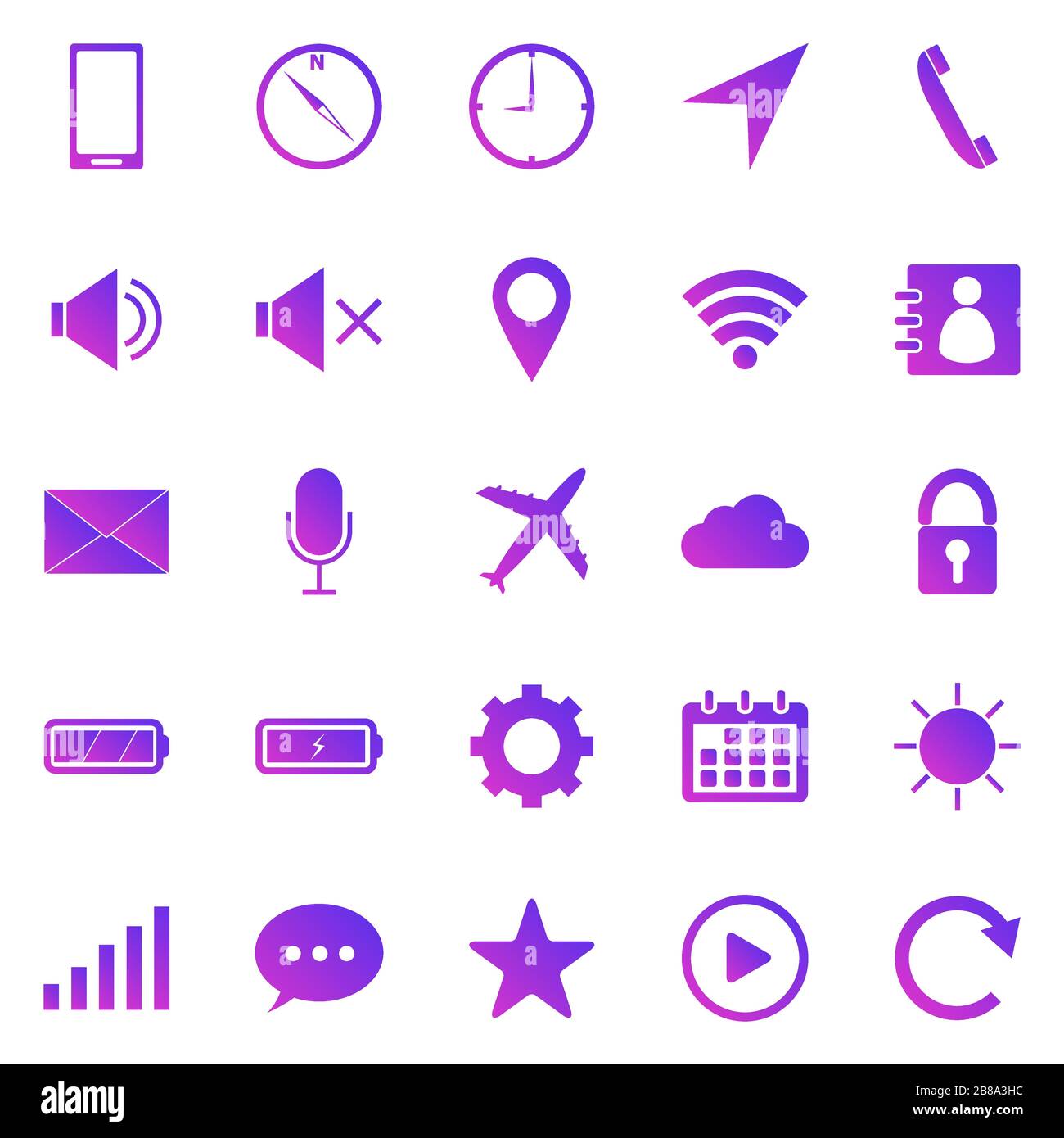 Mobile phone gradient icons on white background, stock vector Stock ...