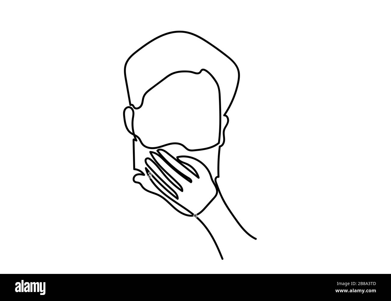 One continuous line drawing medical face mask. Concept of corona virus ...