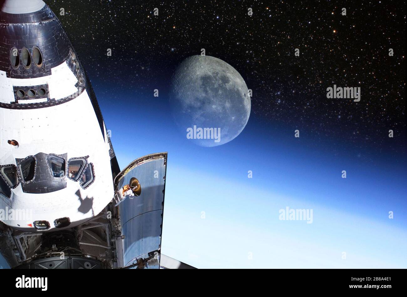 Space Shuttle orbiting the earth. Elements of this image furnished by ...