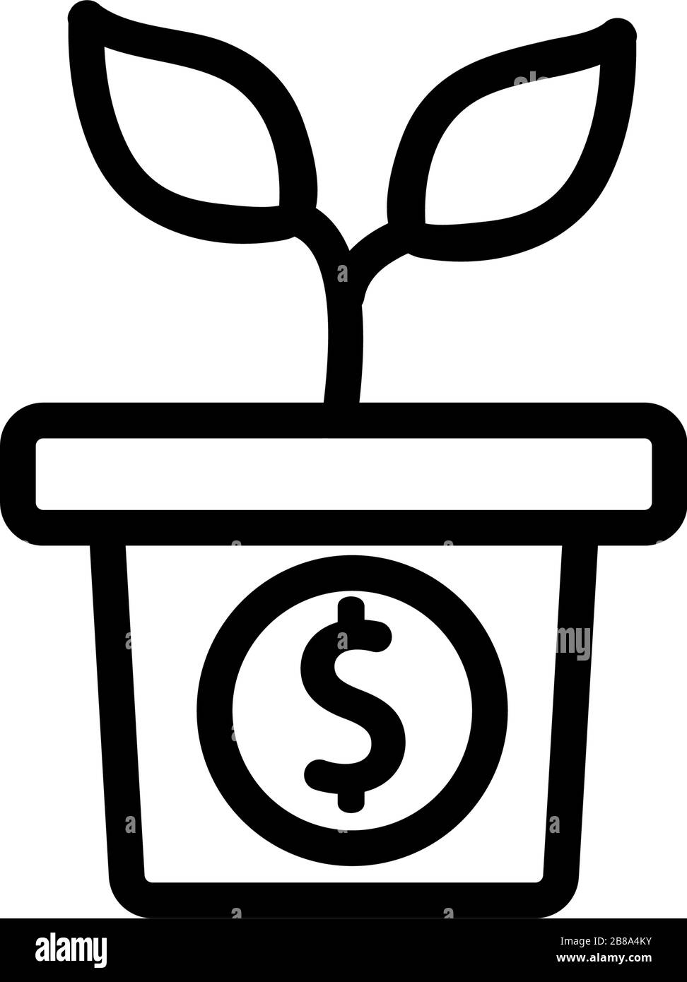 money plant pot icon vector outline illustration Stock Vector Image ...