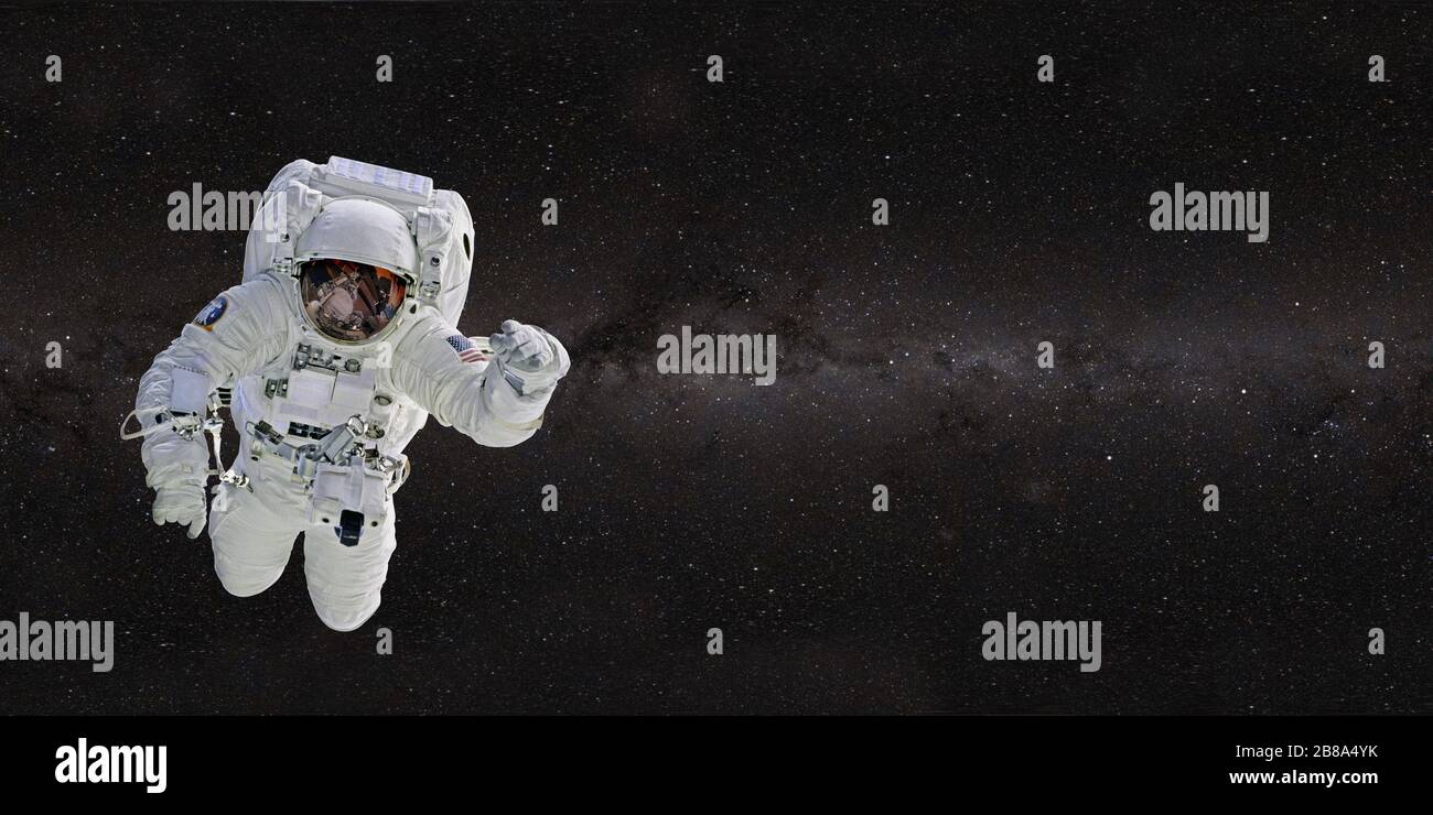 Astronaut on space mission with earth on the background. Elements of ...