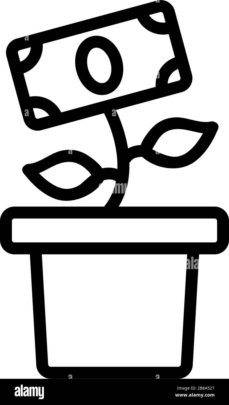 plant money pot icon vector outline illustration Stock Vector Image ...