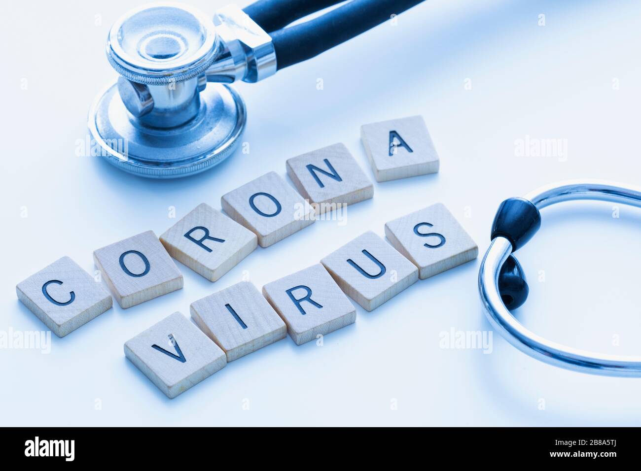 corona letters with stethoscope Stock Photo - Alamy