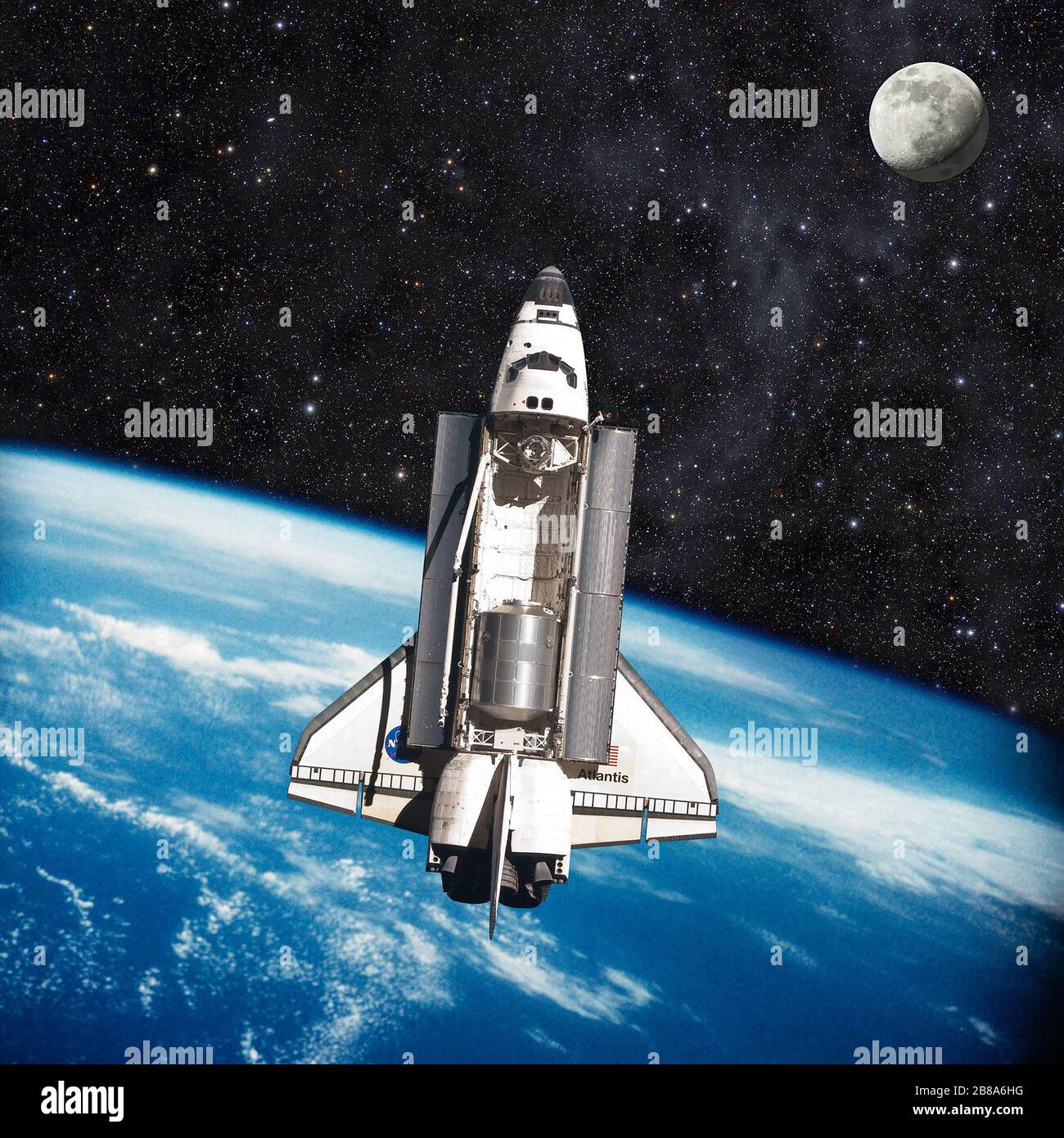 Space Shuttle orbiting the earth. Elements of this image furnished by ...