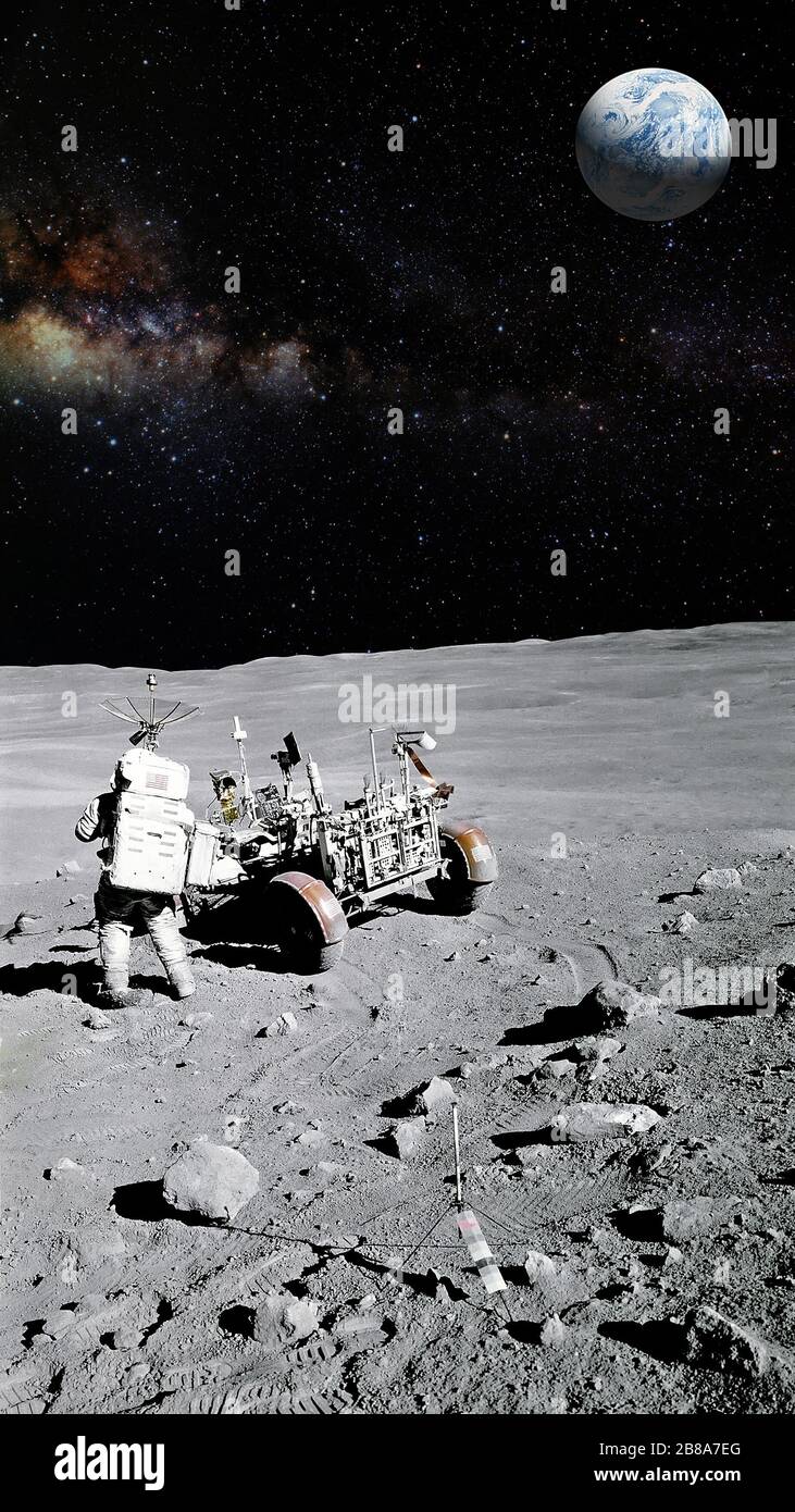 Astronaut on lunar (moon) landing mission. Elements of this image ...