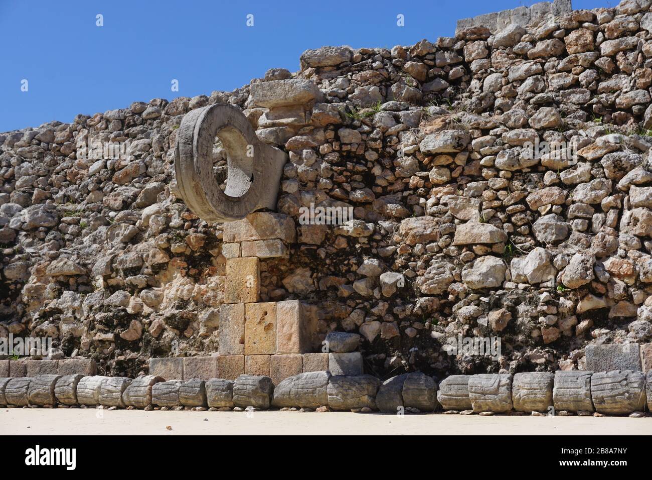 Uxmal, Mexico: Detail of the Mesoamerican ball court at the ancient ...