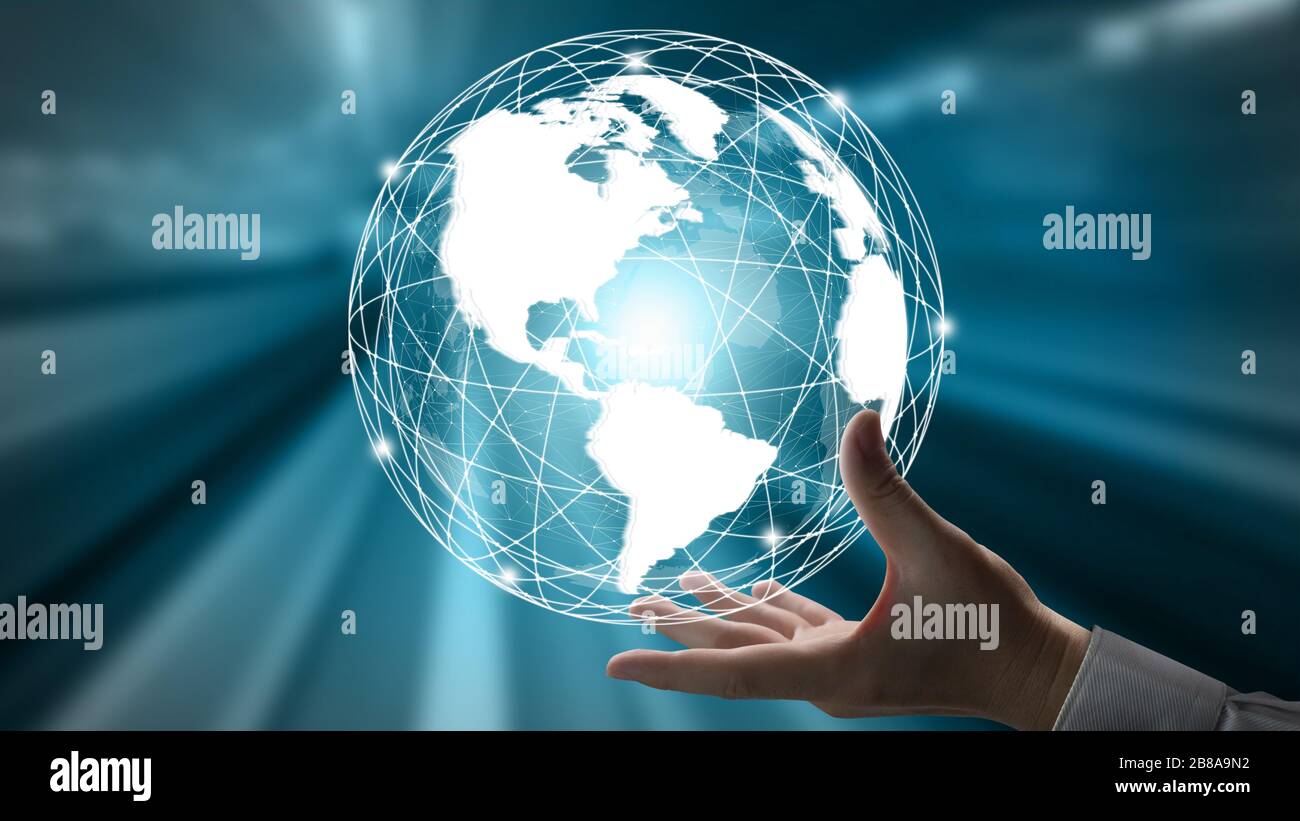 The modern creative telecommunication and internet network connect in ...