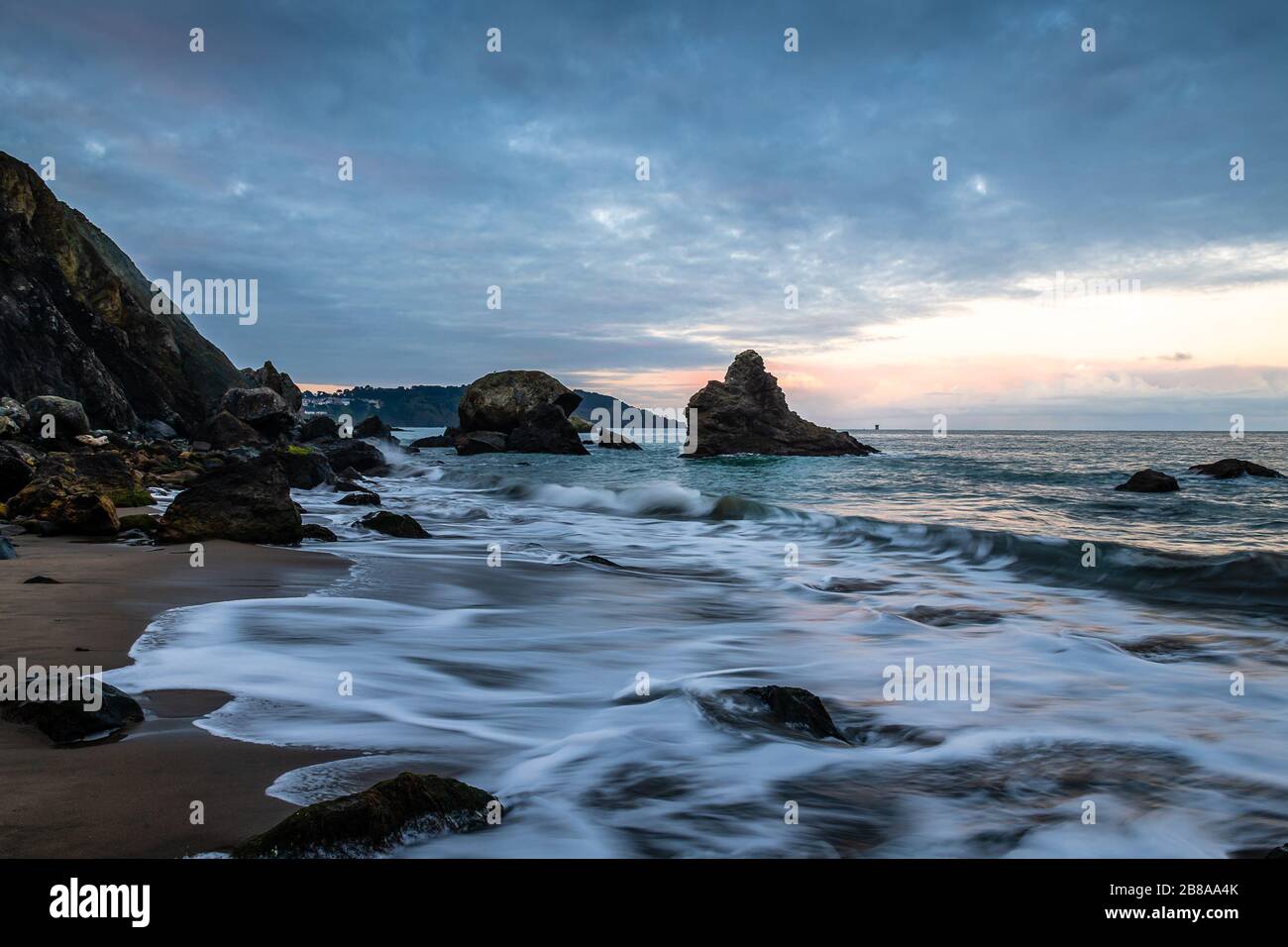 The Golden Gate Bridge and Marshall's Beach at Dawn Stock Photo - Alamy