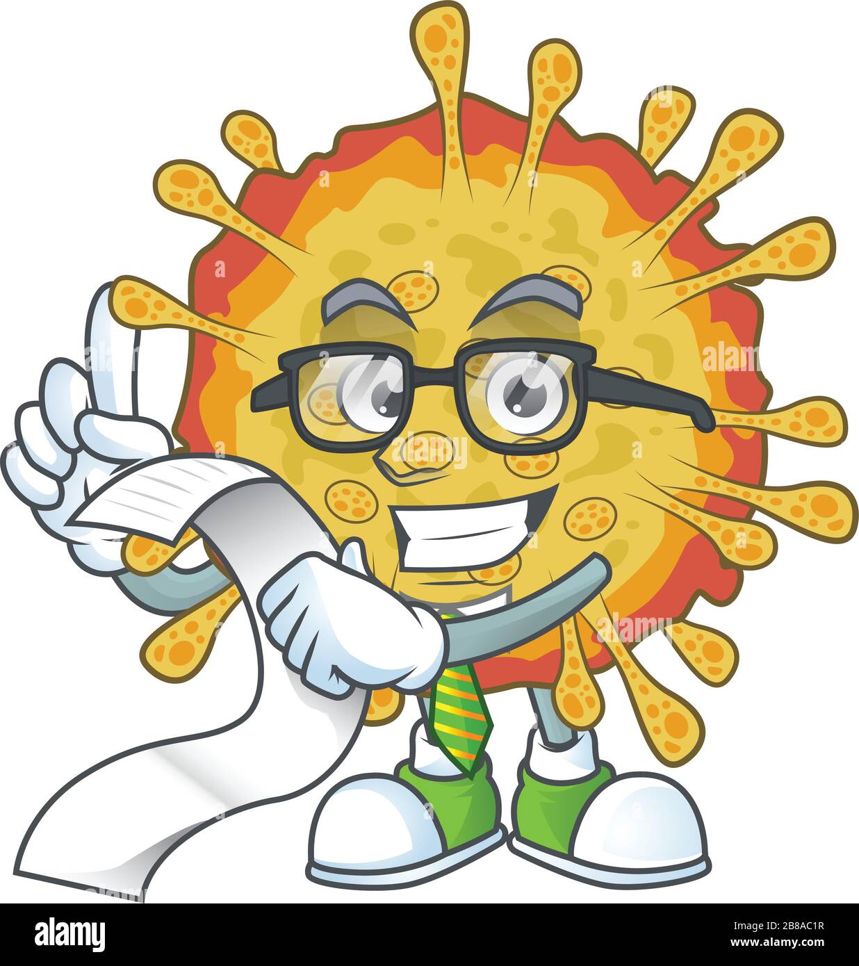 cartoon character of outbreaks coronavirus holding menu on his hand ...