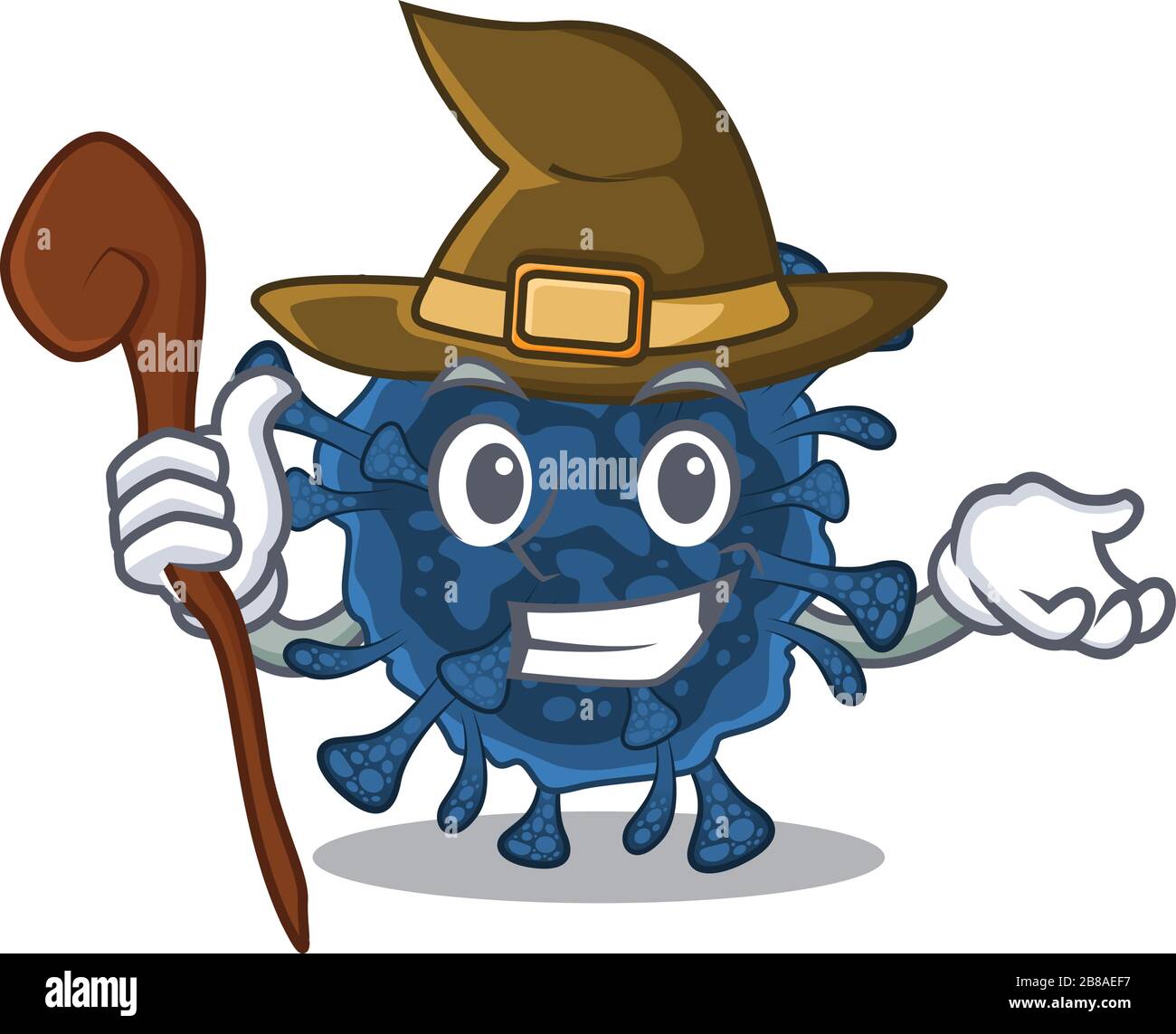 Cute and sneaky Witch decacovirus cartoon design style Stock Vector ...