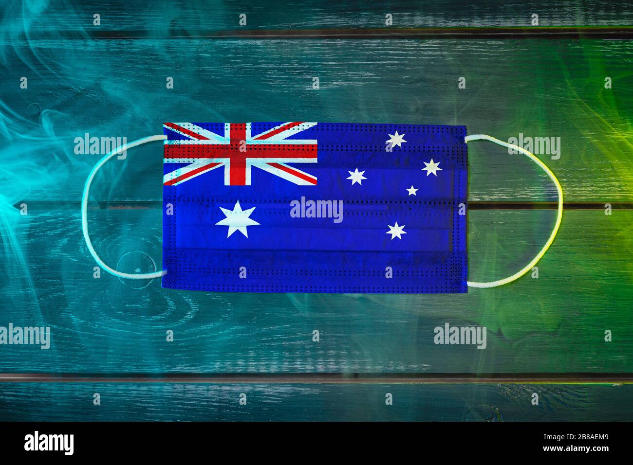 Medical mask for protection against airborne diseases, painted in the ...