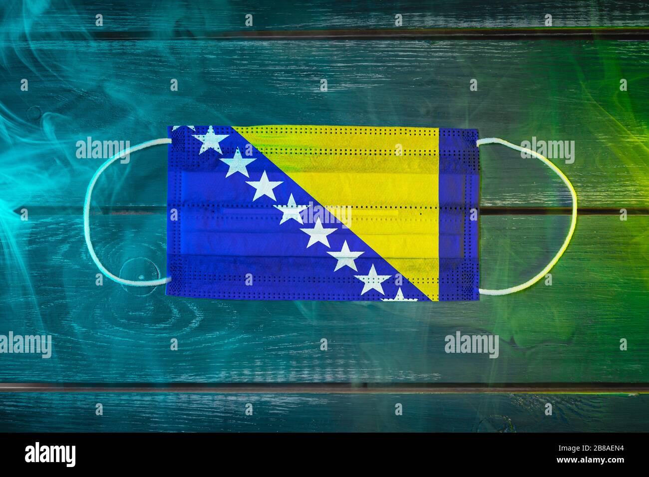 Medical mask for protection against airborne diseases, painted in the ...