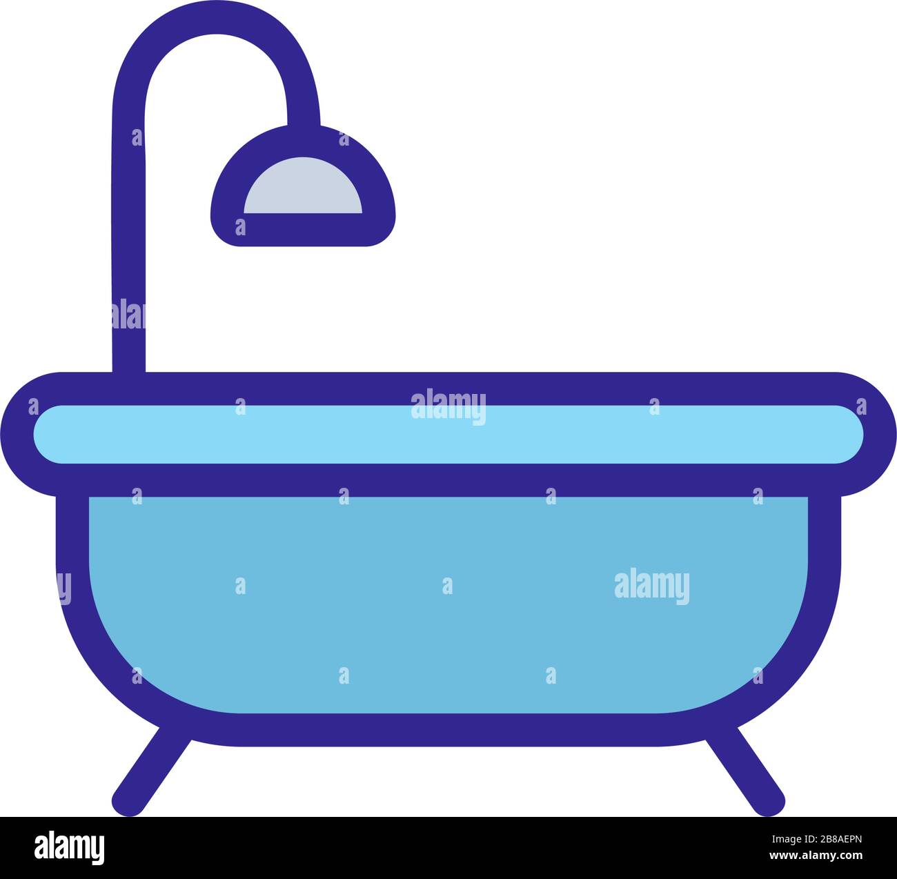 bath with shower icon vector outline illustration Stock Vector Image ...
